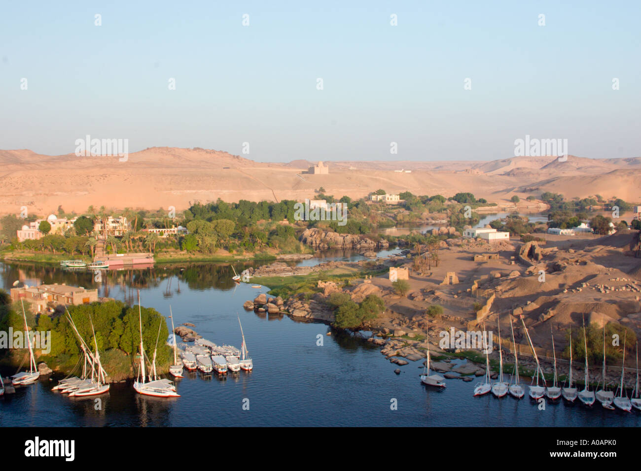 View across Nile, Aswan, Elephantine Island Egypt Stock Photo - Alamy