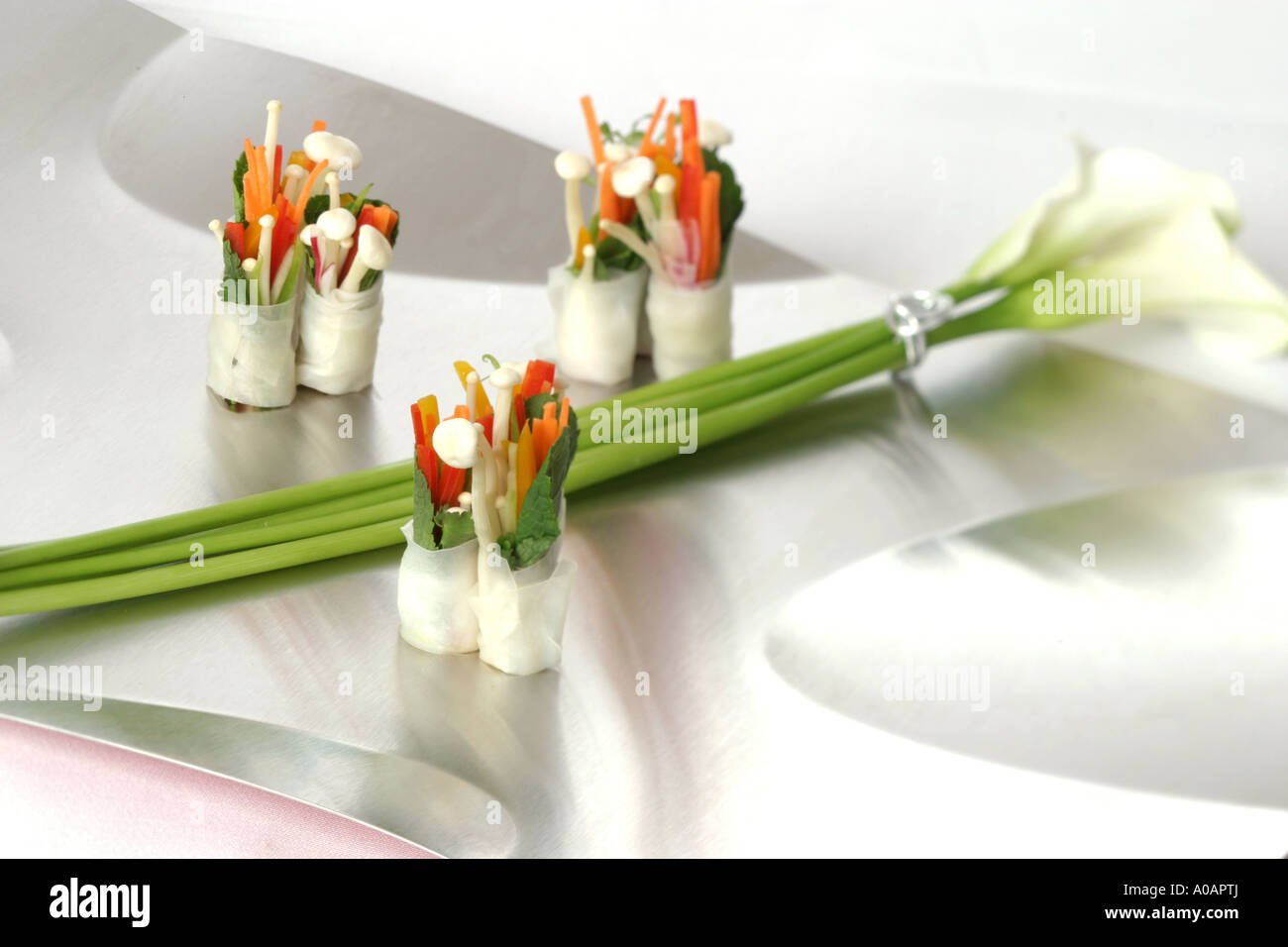 Food mini vegetable sushi rolls canape Stock Photo - Alamy