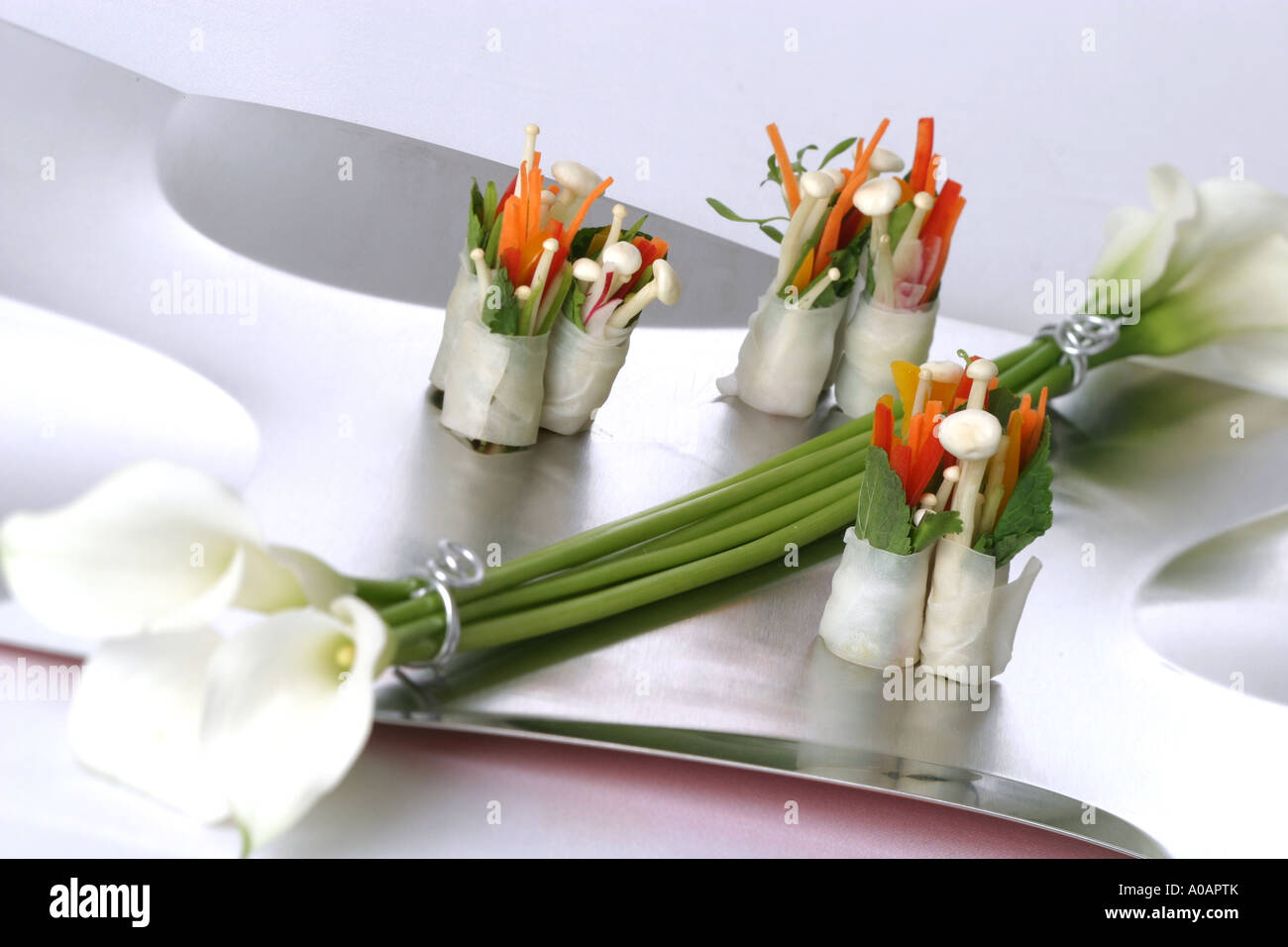 Food mini vegetable sushi rolls canape Stock Photo - Alamy