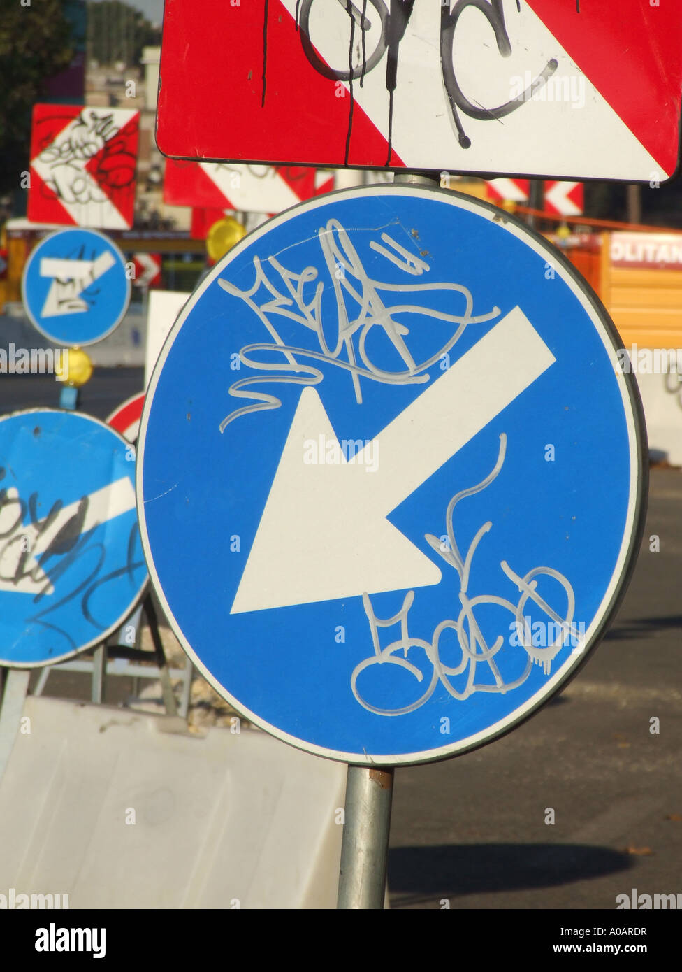 graffiti on road traffic signs Stock Photo - Alamy