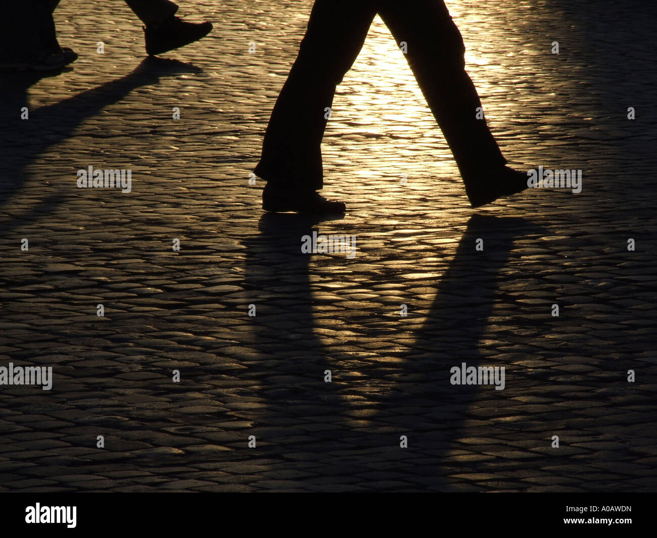 people shadow on cobbled street Stock Photo - Alamy