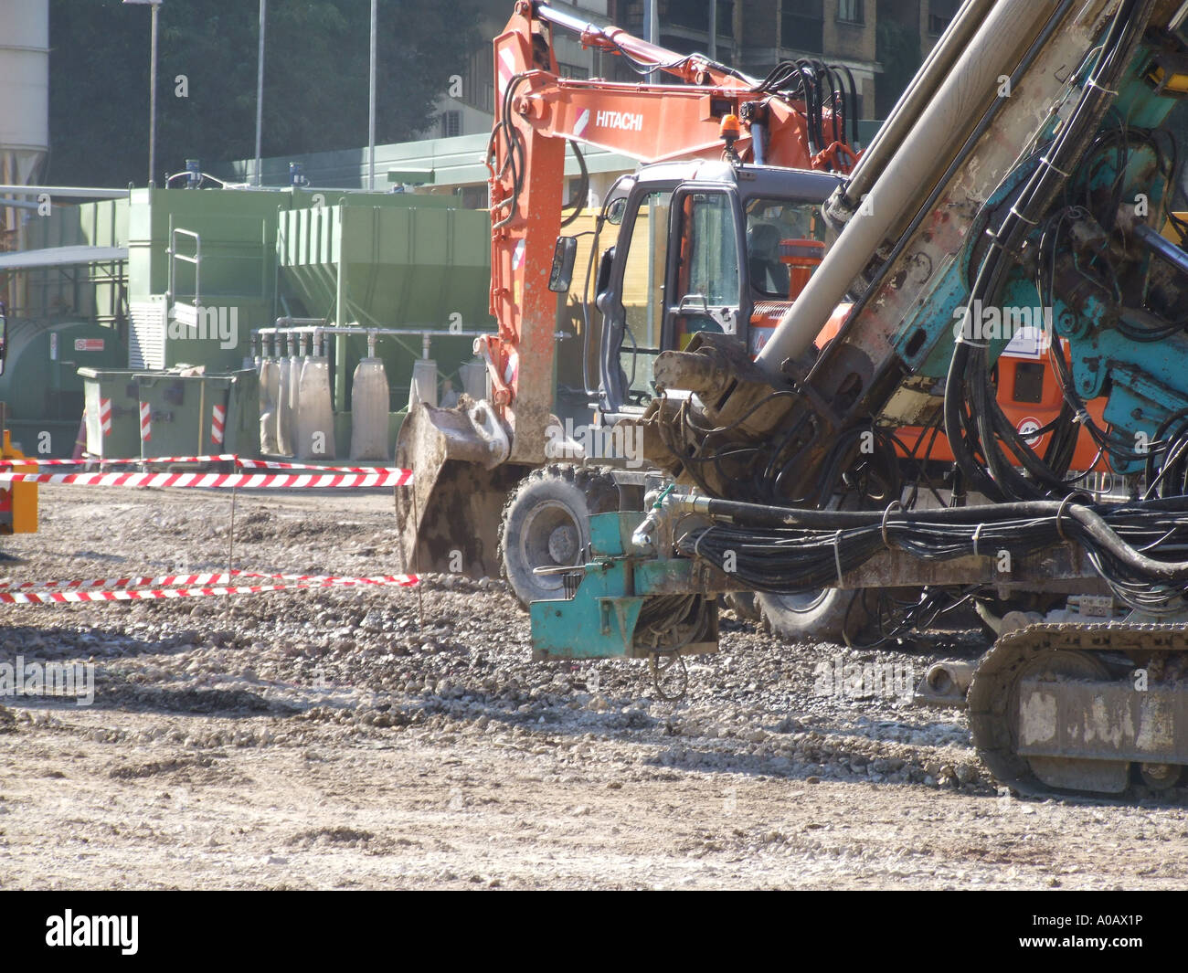 mechanical digger bulldozer excavator on building site Stock Photo - Alamy