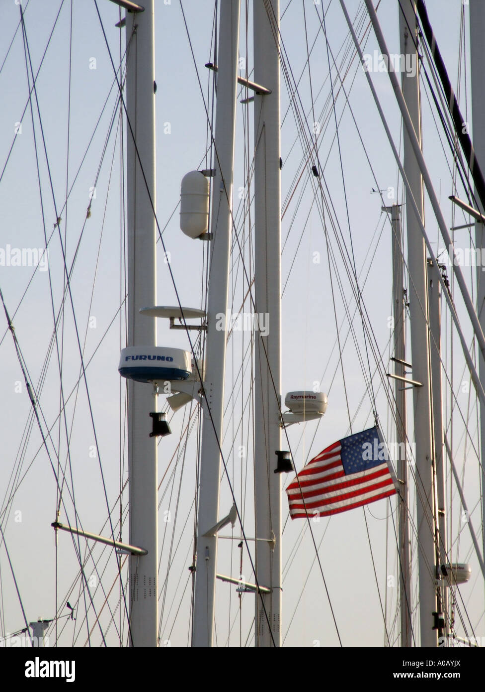 american flag flying on yacht mast Stock Photo - Alamy