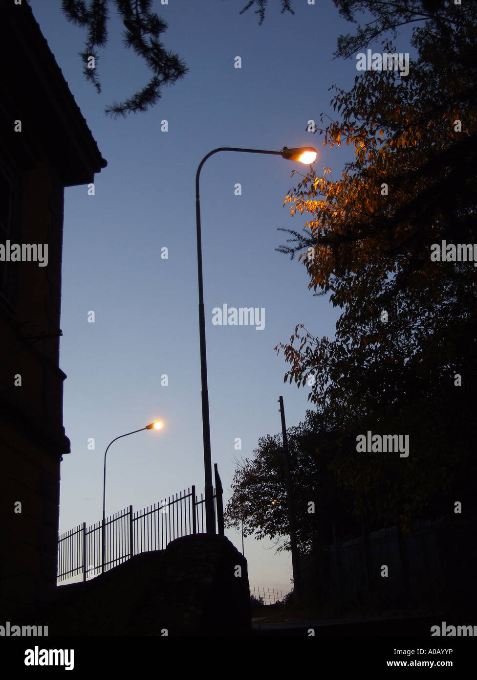 one street lamp at night Stock Photo - Alamy