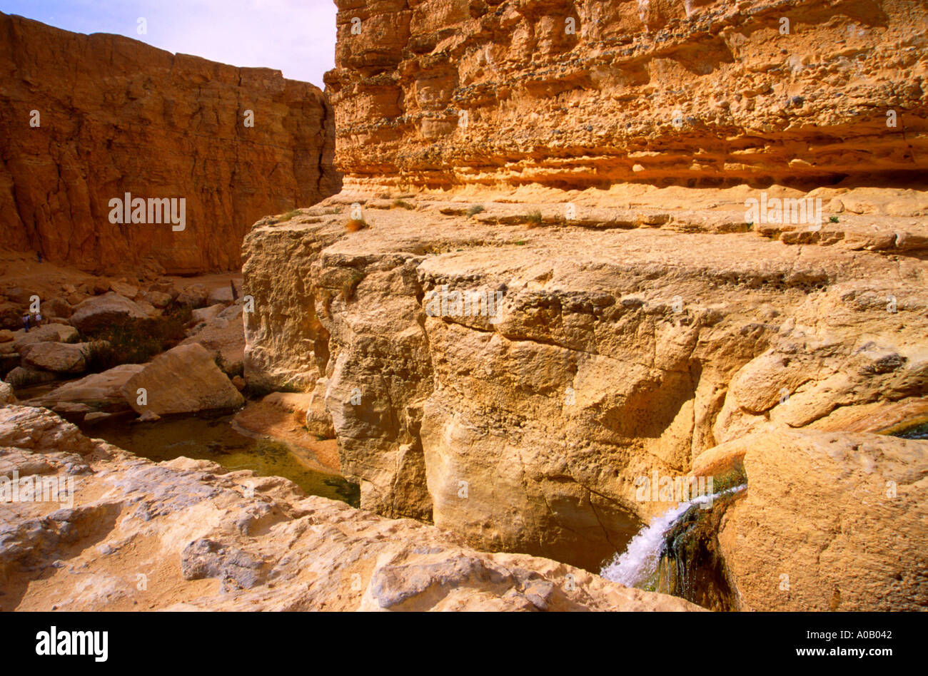 Canyon walls in desert with waterfalls Tunisia 970 Stock Photo - Alamy