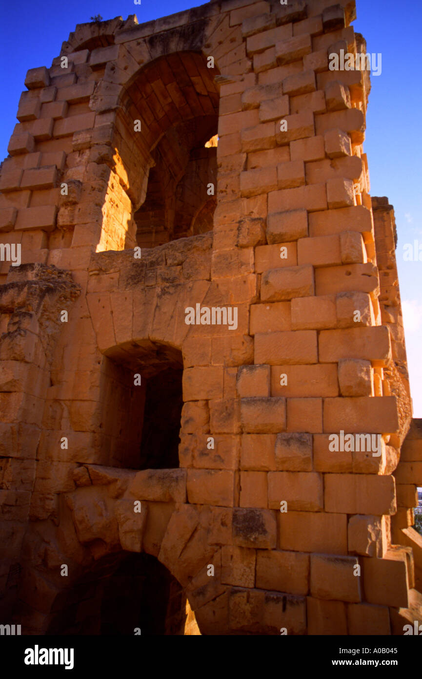 Roman stone brick laying amphitheatre Tunisia 1213 Stock Photo - Alamy