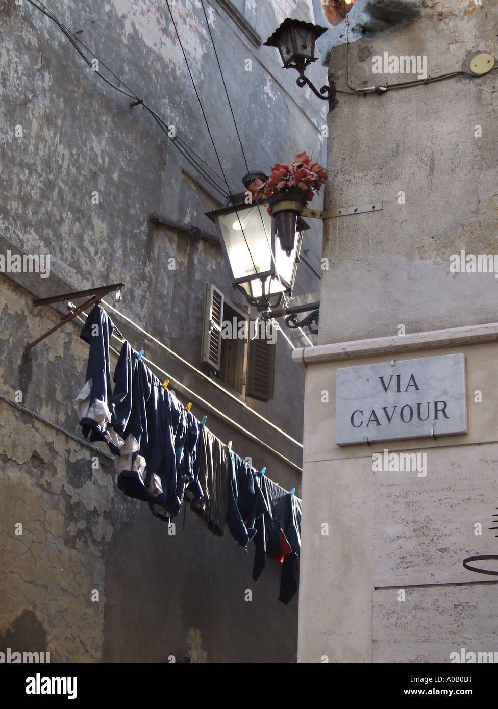 washing line outside house in nemi, italy Stock Photo - Alamy