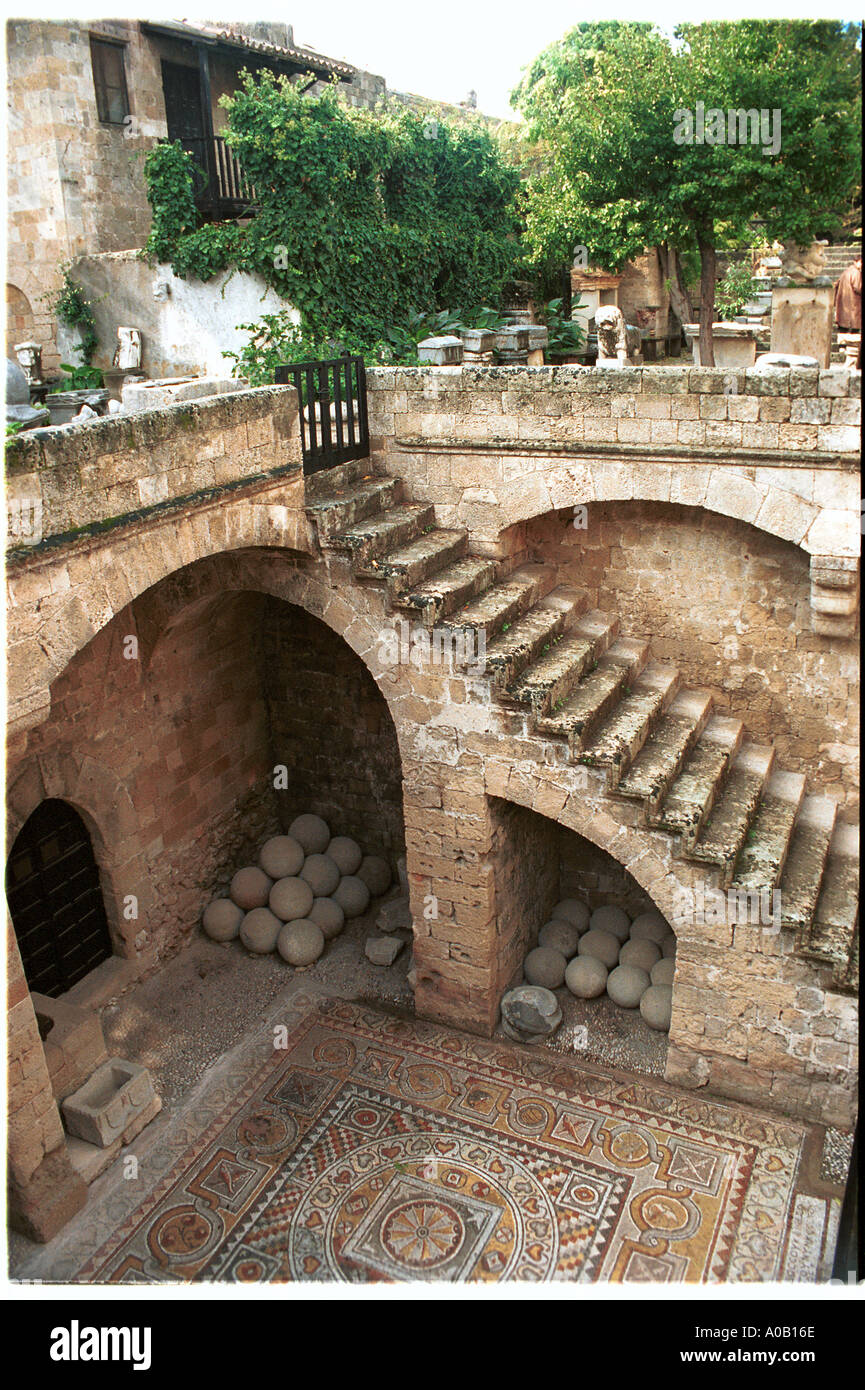 Interior steps in a museum in Rhodes Greece Stock Photo - Alamy