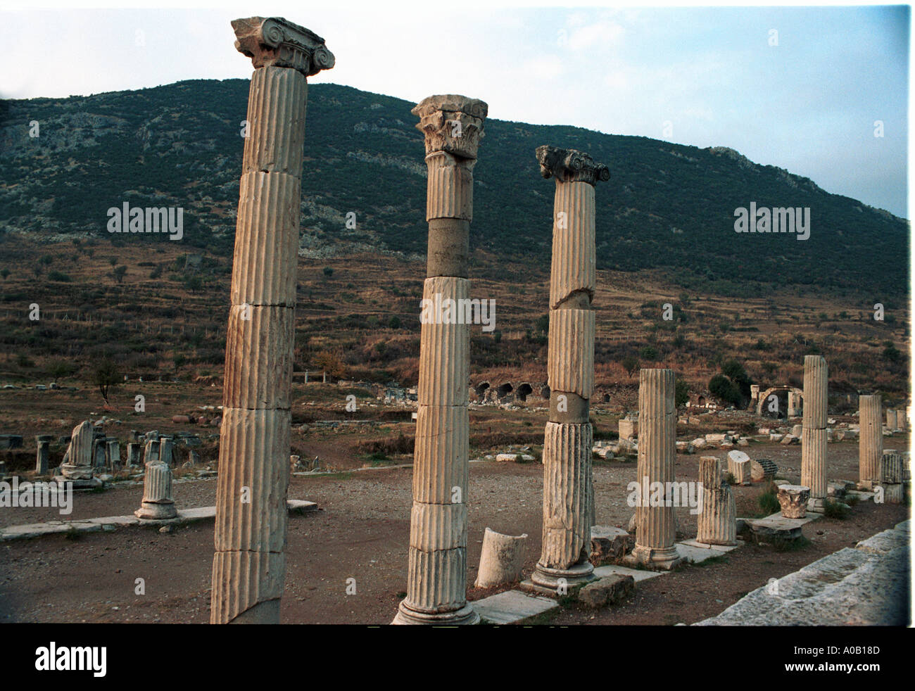 Ancient columns at Ephesus Turkey Stock Photo - Alamy
