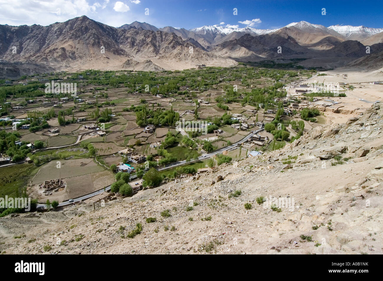 view over Leh valley Indus valley Ladakh Jammu and Kashmir India Stock ...
