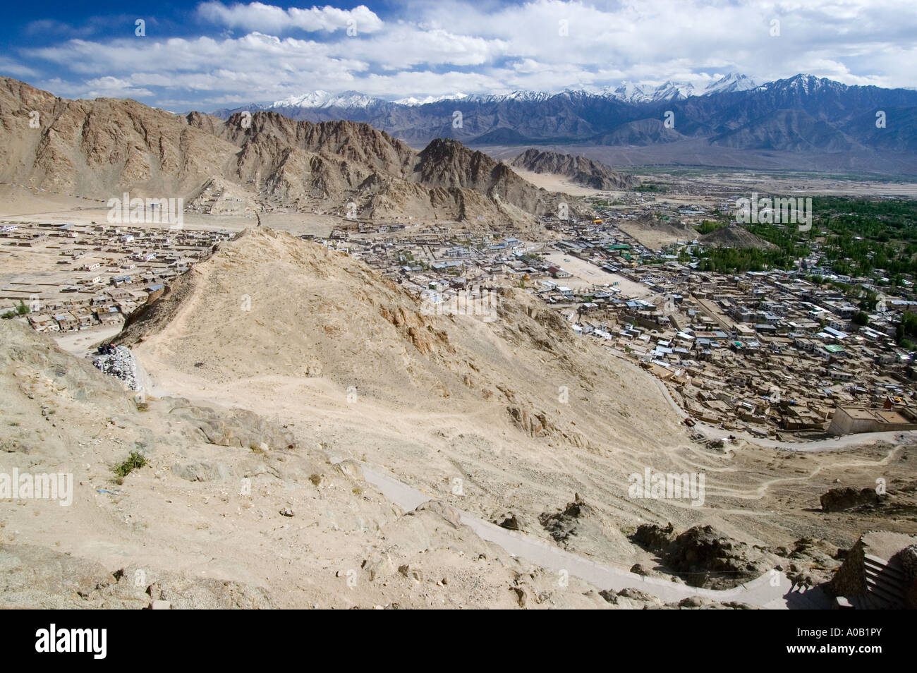 view over Leh valley Indus valley Ladakh Jammu and Kashmir India Stock ...