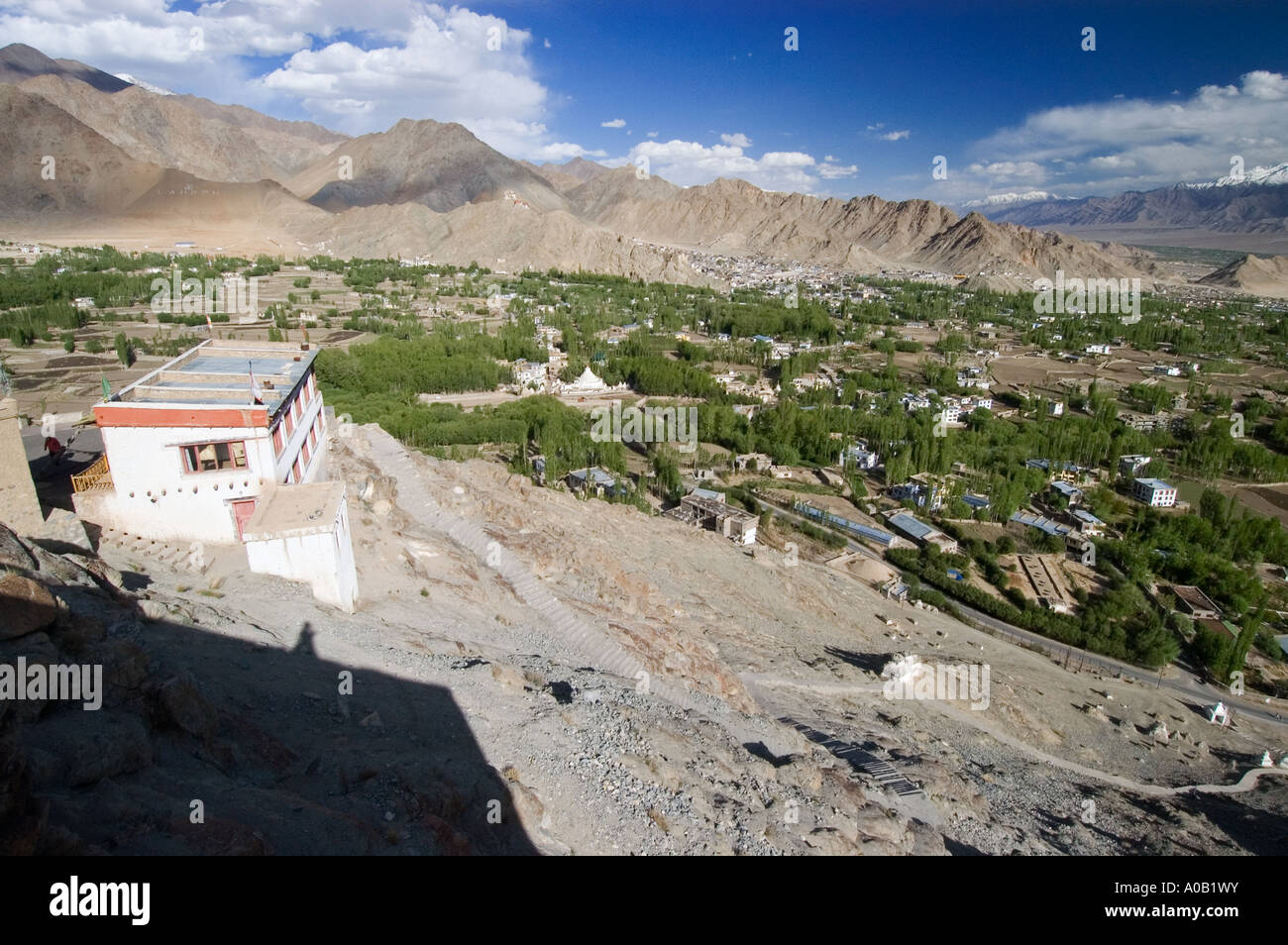 view over Leh valley Indus valley Ladakh Jammu and Kashmir India Stock ...