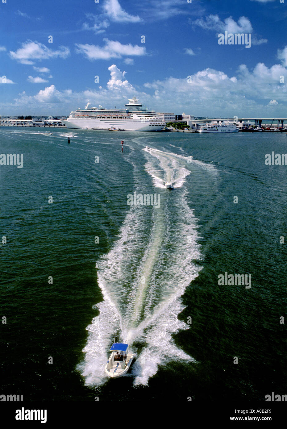 Biscayne Bay and The Port of Miami Miami Florida USA Stock Photo - Alamy