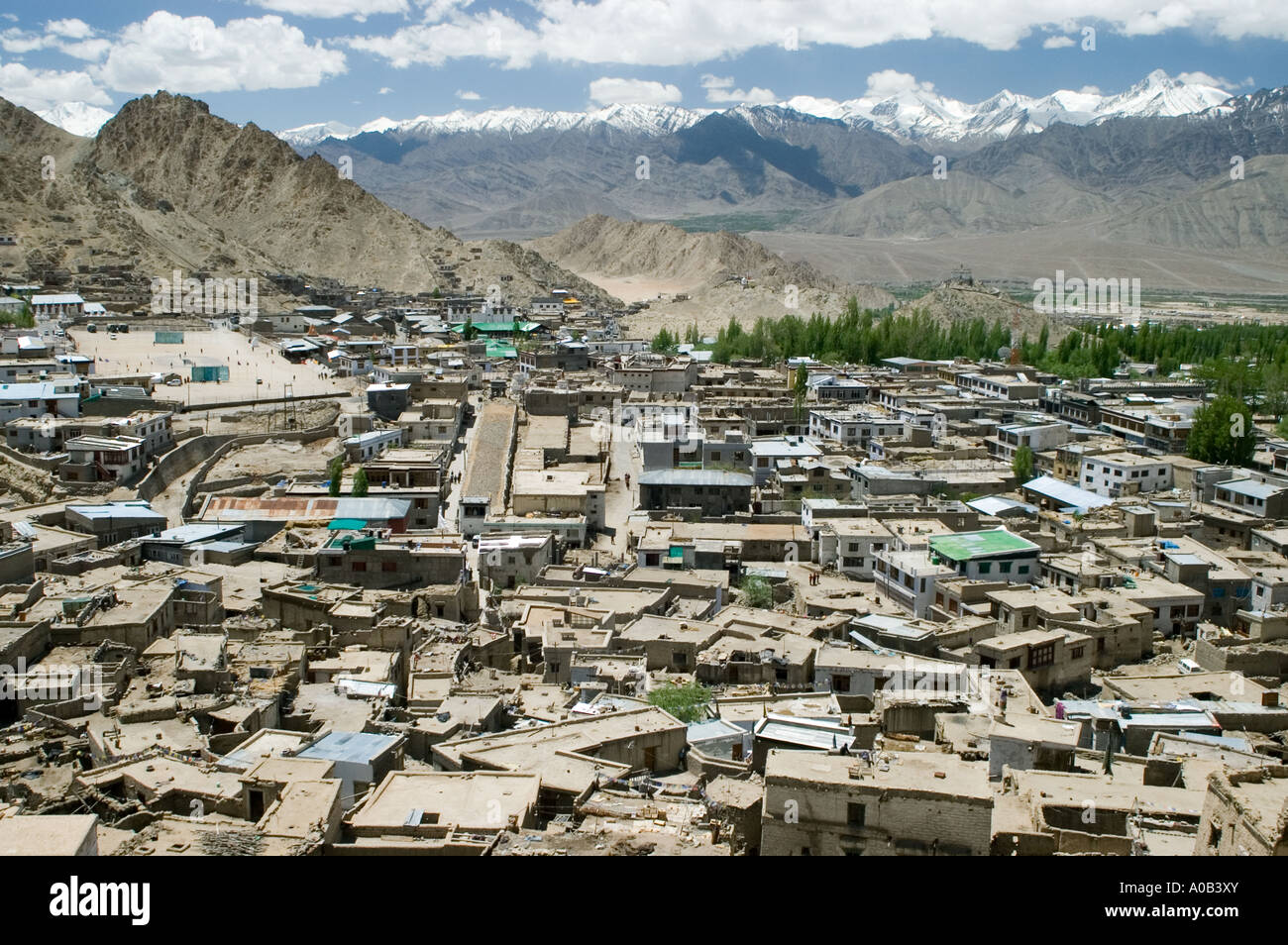view over the historic center of Leh Indus valley Ladakh Jammu and ...