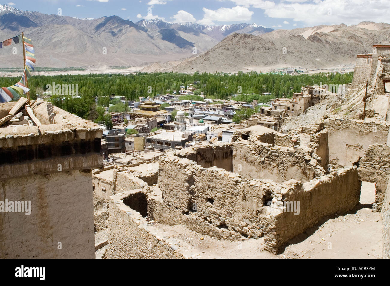 view over the historic center of Leh Indus valley Ladakh Jammu and ...