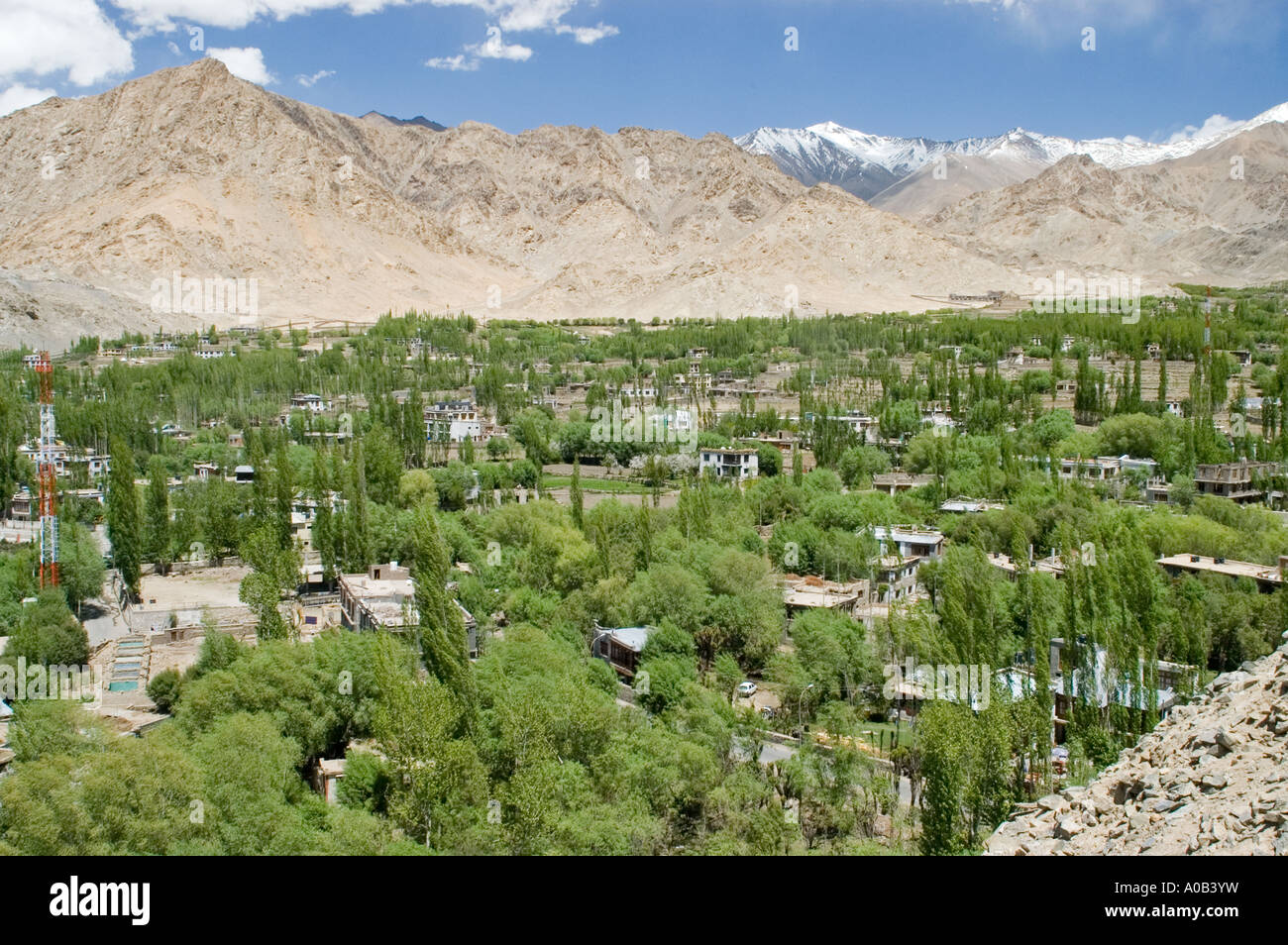 view over the historic center of Leh Indus valley Ladakh Jammu and ...
