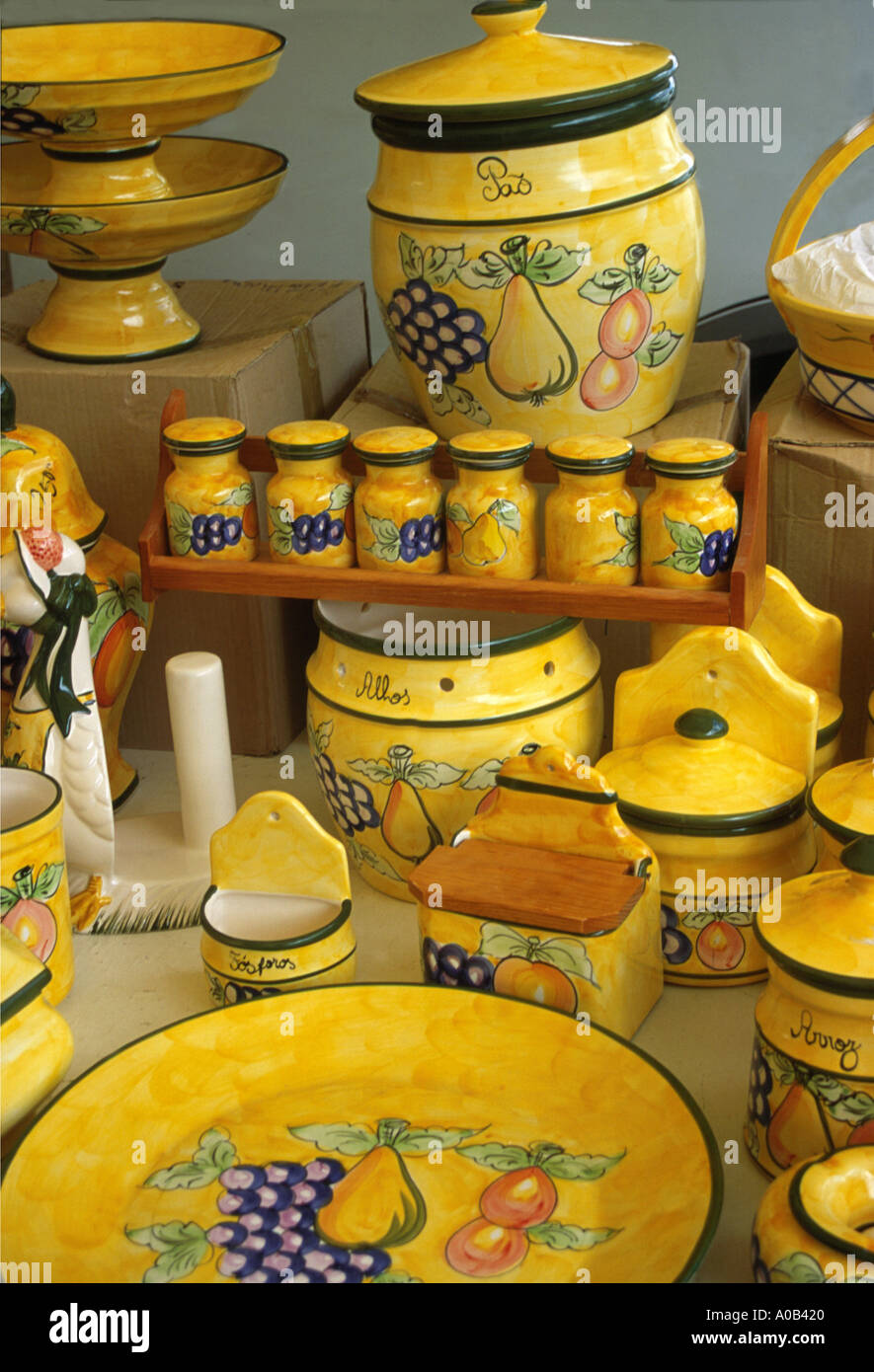 Pottery on Market Stall Stock Photo - Alamy