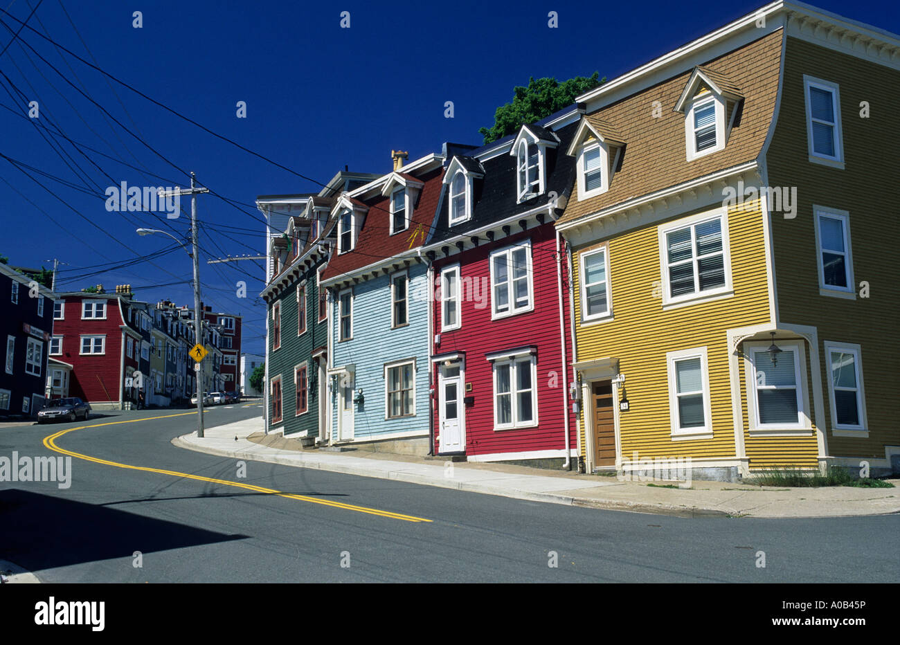 colourful houses in the historic center of St John s Newfoundland Stock ...