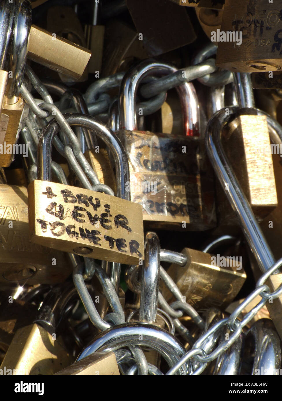 love locks trinket symbol left by young couples on the milvio bridge in ...