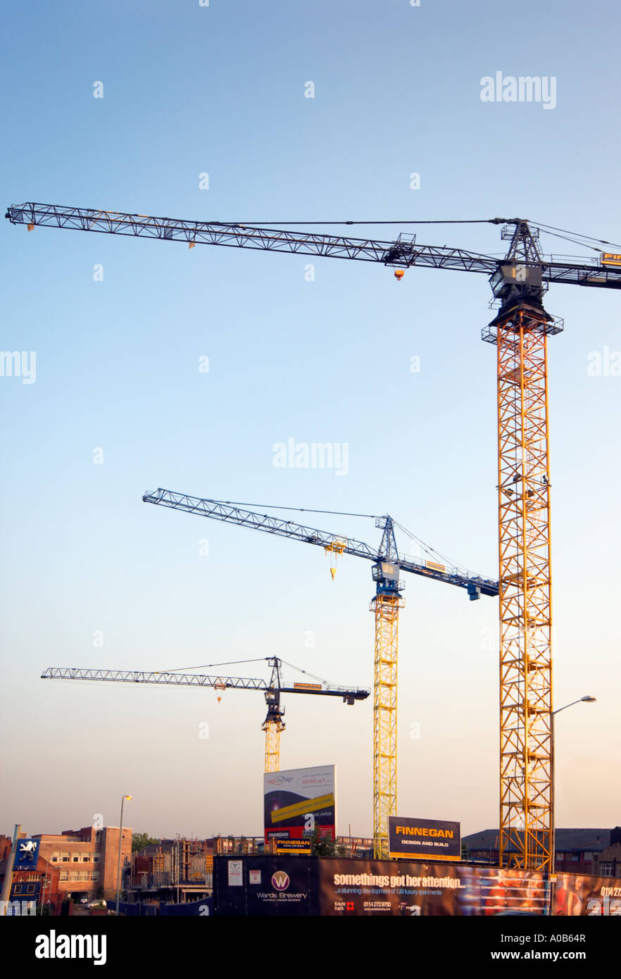 Three tall tower cranes in Sheffield "Great Britain Stock Photo - Alamy