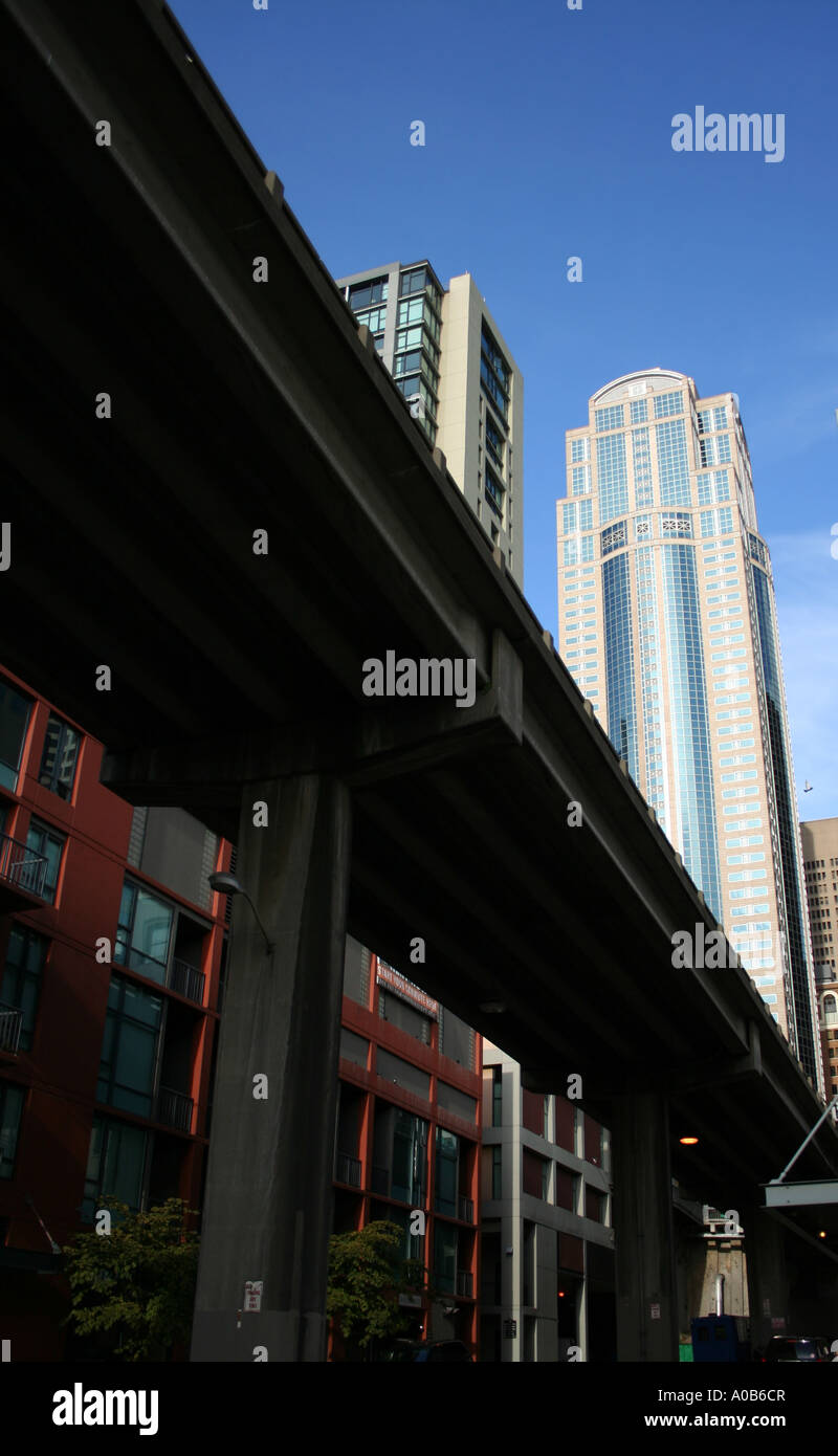 elevated roadway and Washington Mutual tower Seattle Washington October ...
