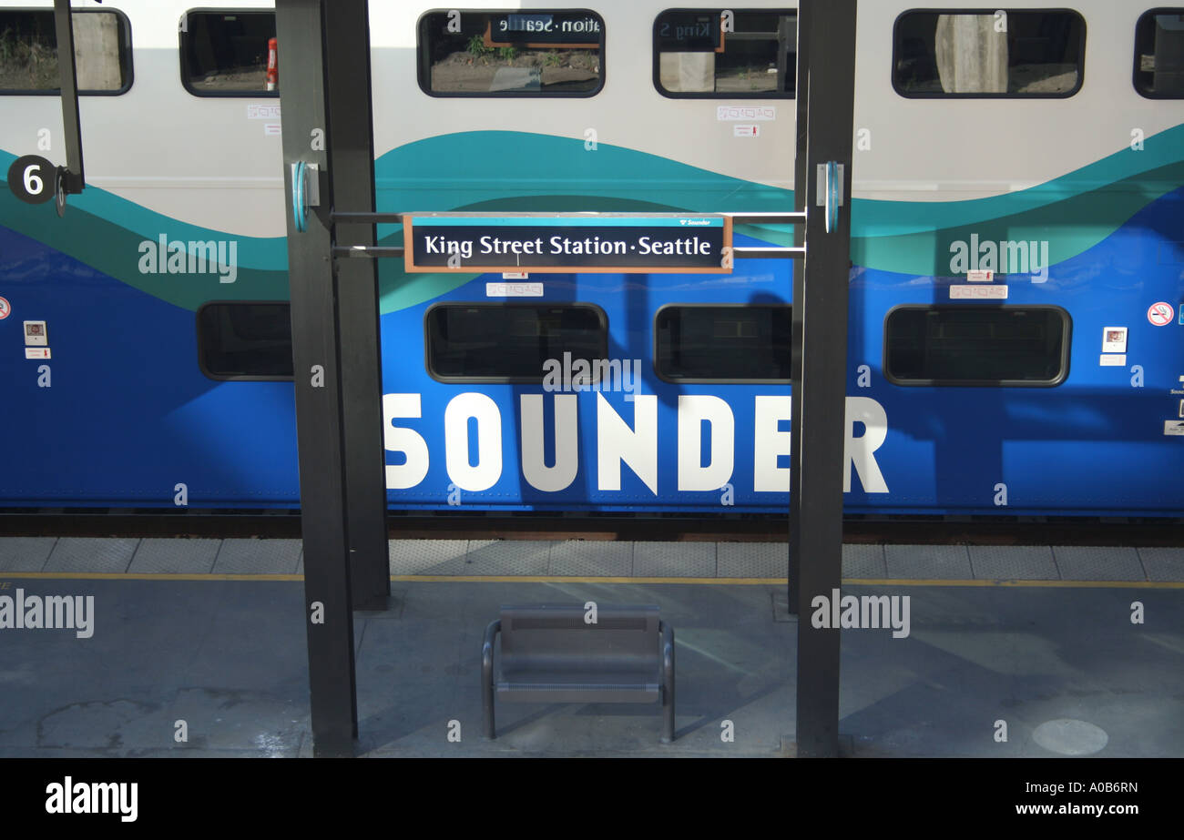 double decker commuter train at King street station Seattle October ...