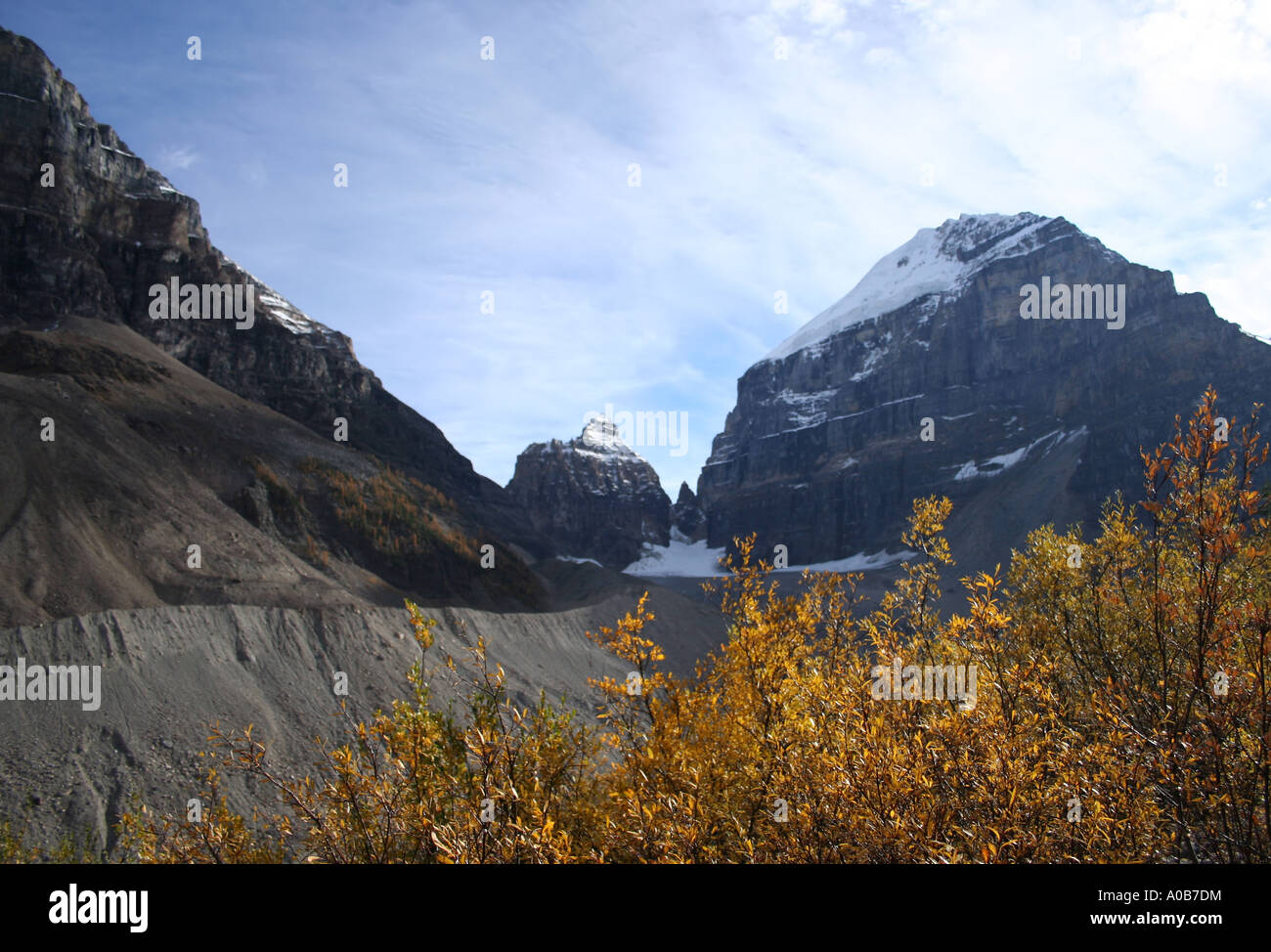 Autumn colour and Mount Lefroy Canadian Rockies September 2006 Stock ...
