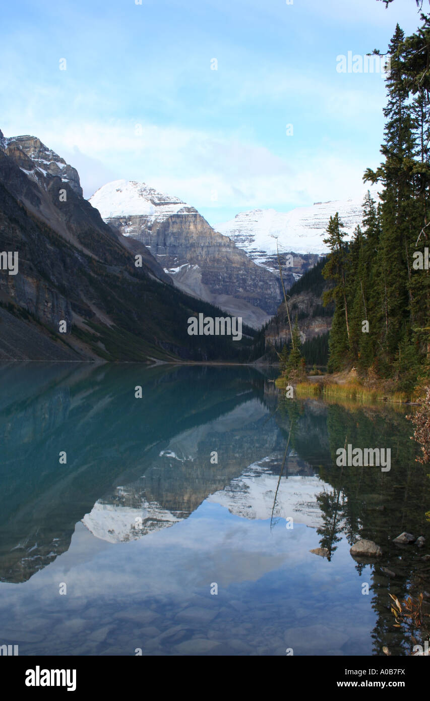 Mount Lefroy and Mount Victoria reflected in Lake Louise Canadian ...