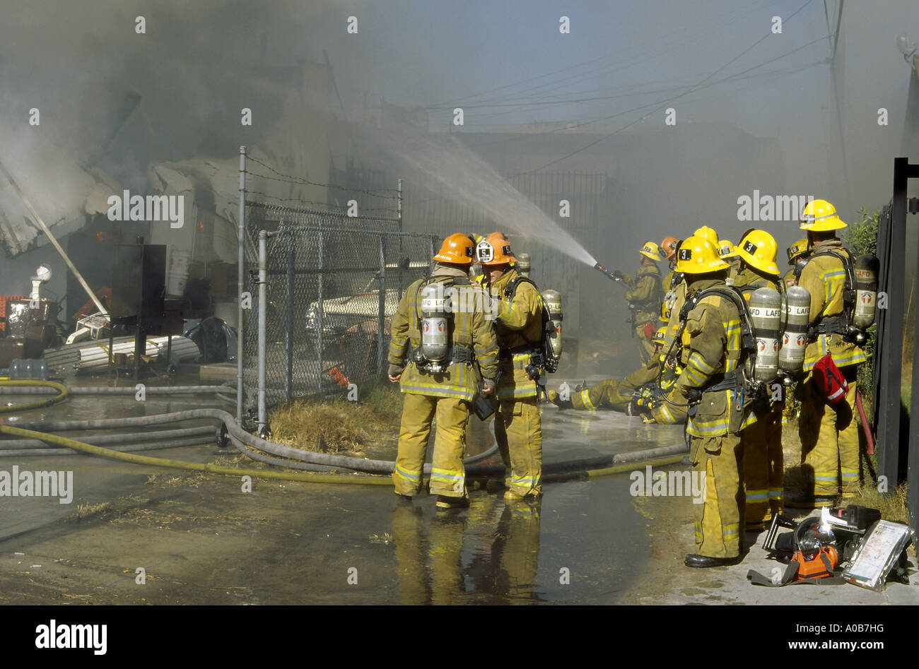 Fire fighting in Los Angeles, California at Western Avenue and 46th ...