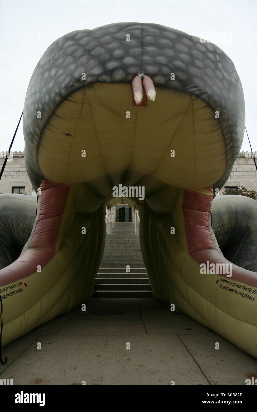 giant inflatable lizard outside entrance of John G Shedd Aquarium ...