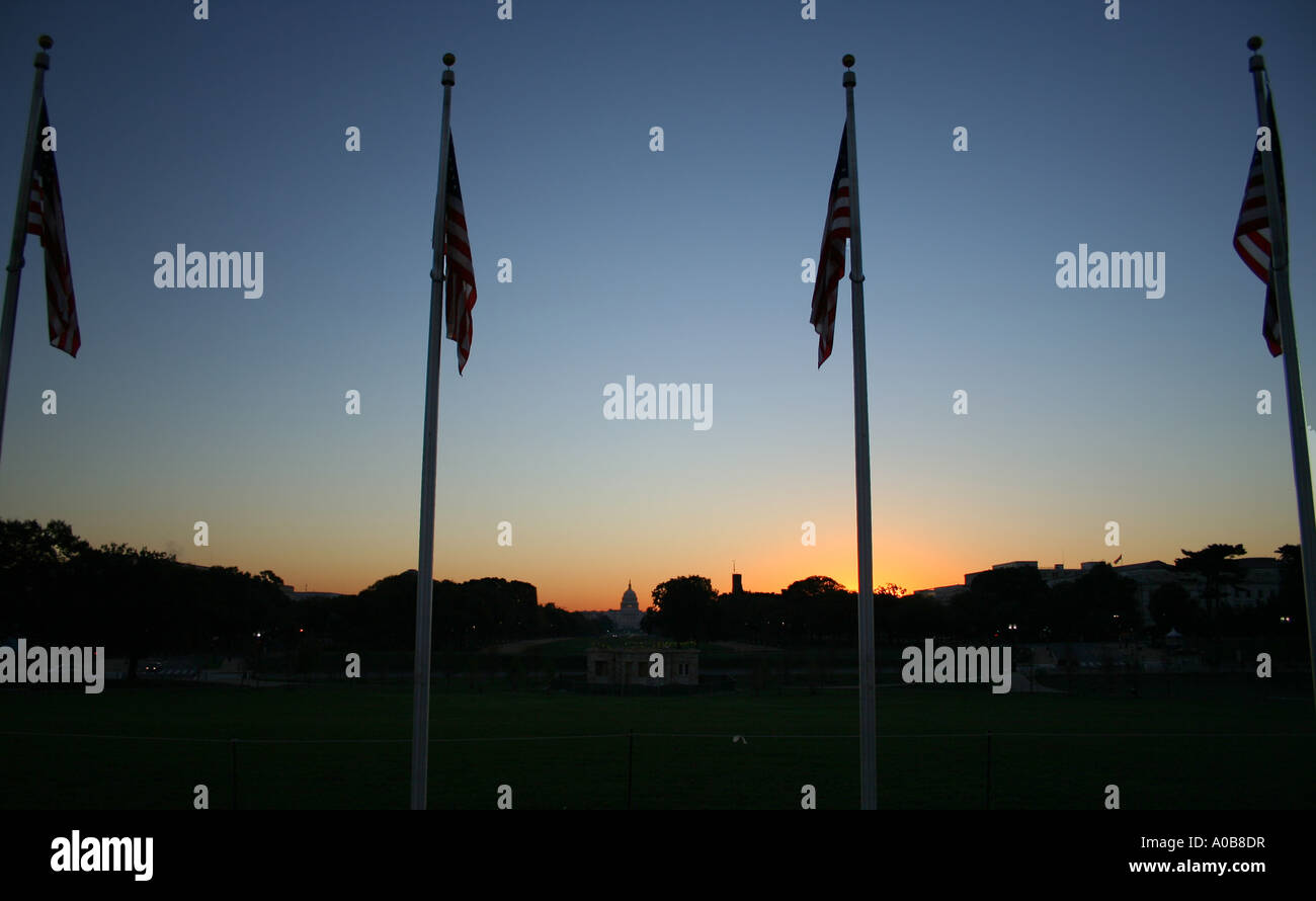 American flags at the base of the washington monument hi-res stock ...