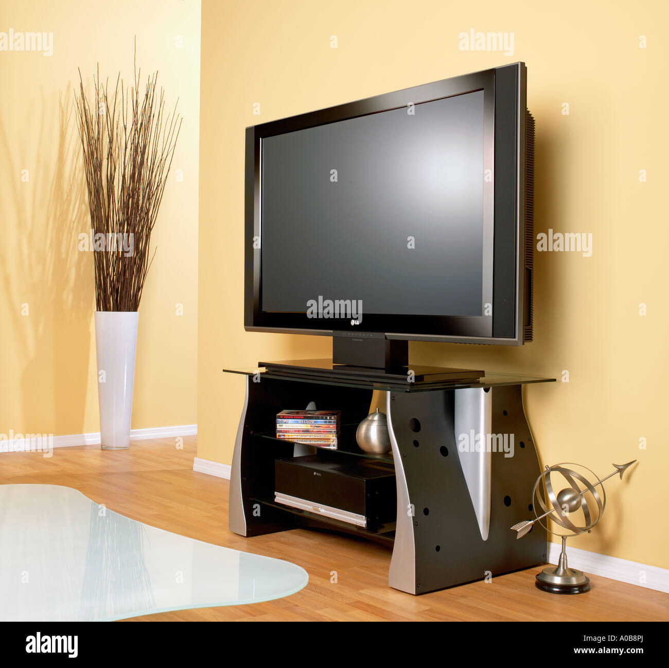 Plasma TV television flat screen monitor in room horizontal Stock Photo ...