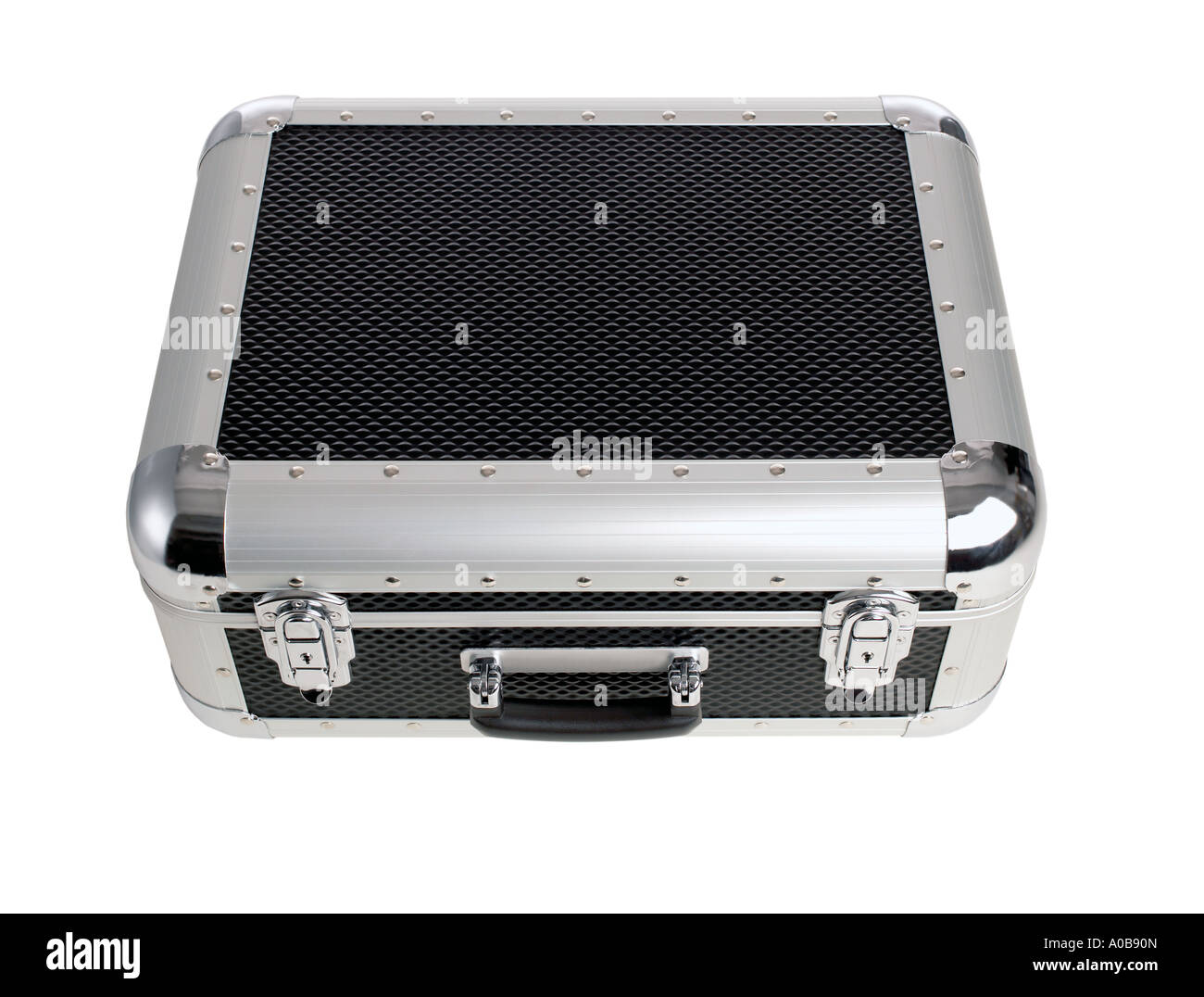 Black silver heavy duty travel case handle lock Stock Photo - Alamy