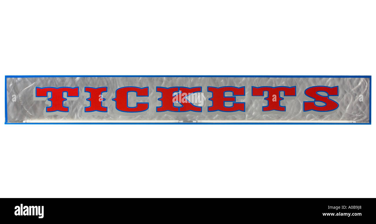 Tickets sign silhouetted on white background Stock Photo - Alamy