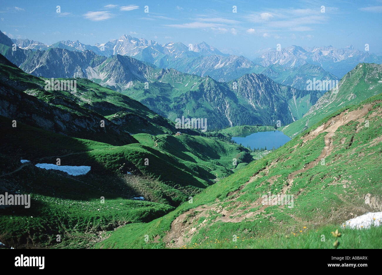 Allgaeuer alps, alpine scenery with mountain lakes Stock Photo - Alamy
