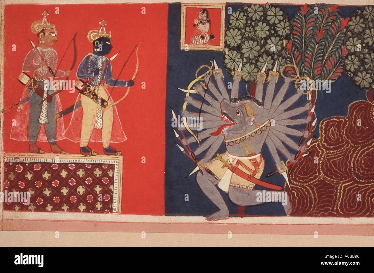 Rama attacks Kabandha Dated 1640 A D Stock Photo - Alamy