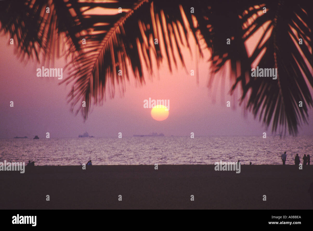 Sunset on a beach in Goa Stock Photo - Alamy