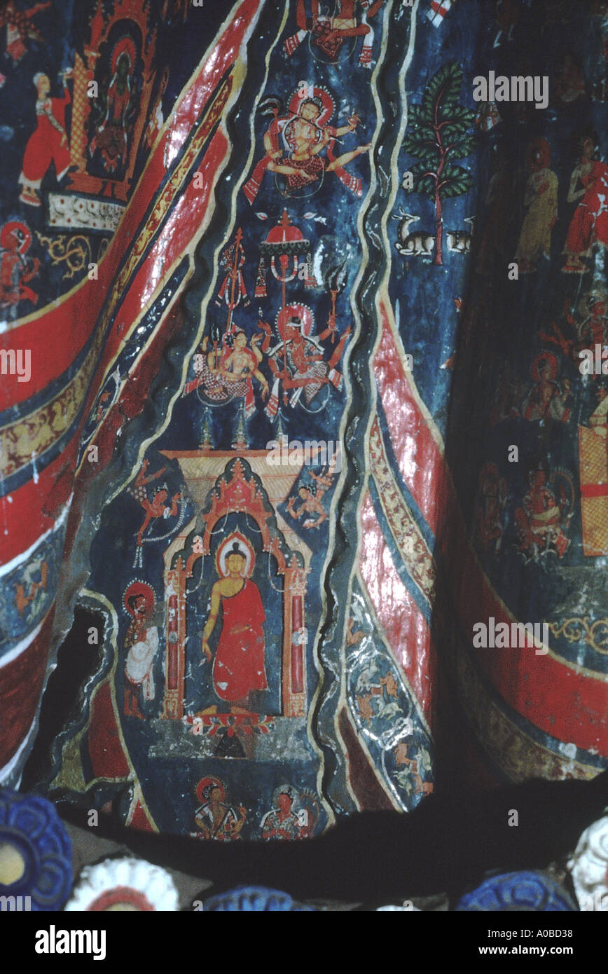 Detail from the painted figure of Bodhisattva. Alchi monastery Stock ...