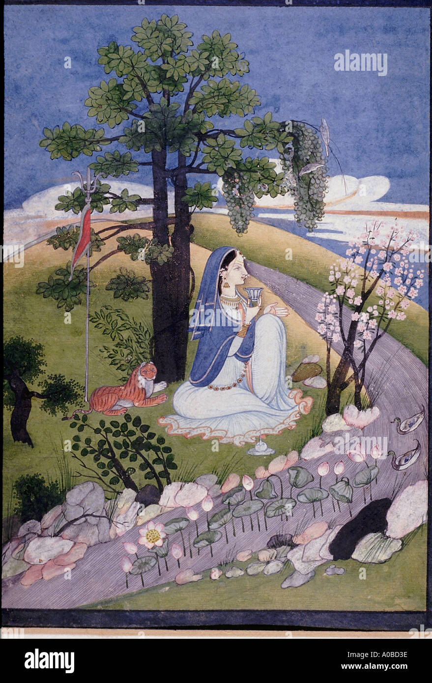 Parvati, Pahari painting from the Archer collection. Dated: 1785 A.D ...