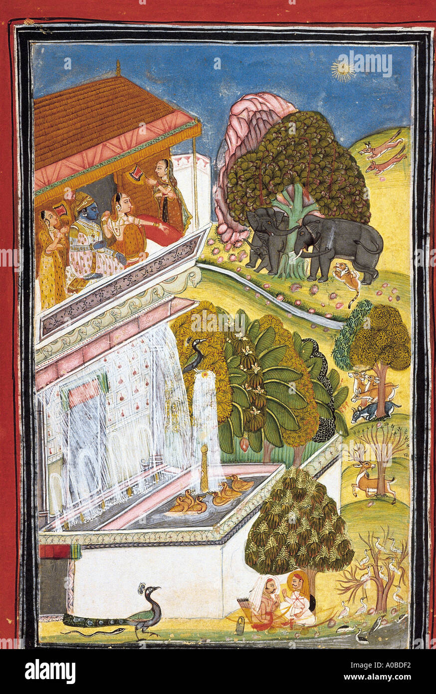 Baramasa scene in the month of Jyestha. Kotah, Rajasthan, India. Dated ...