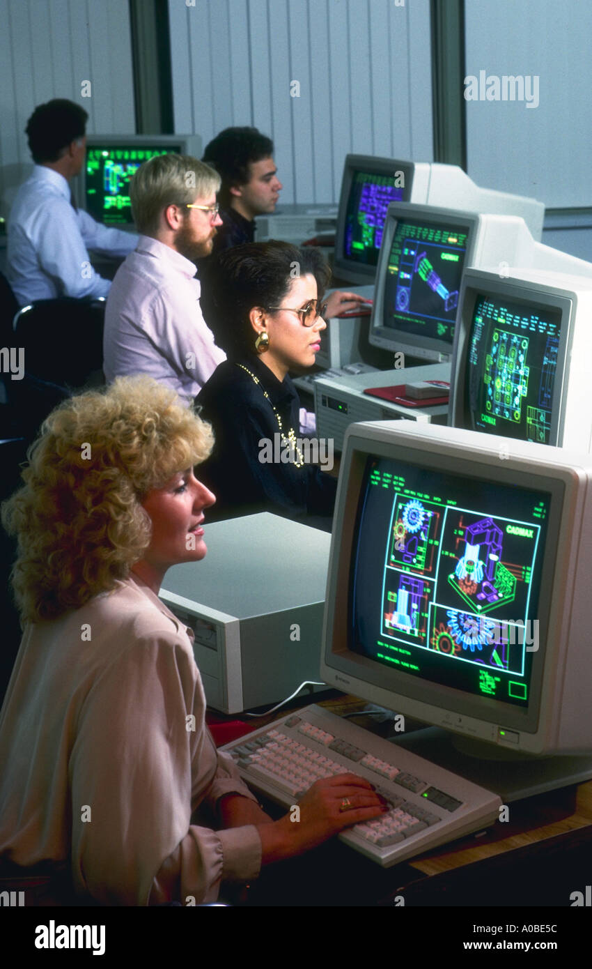 Technicians use cad computers for industrial design Stock Photo - Alamy