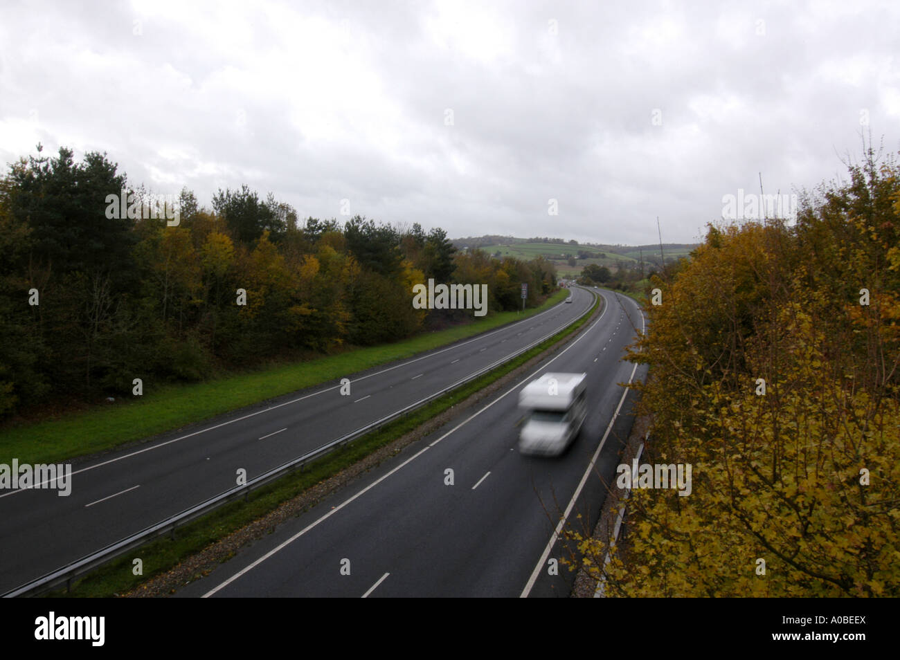Grey skies and autumn colours on the banks of the North Devon Link Road ...