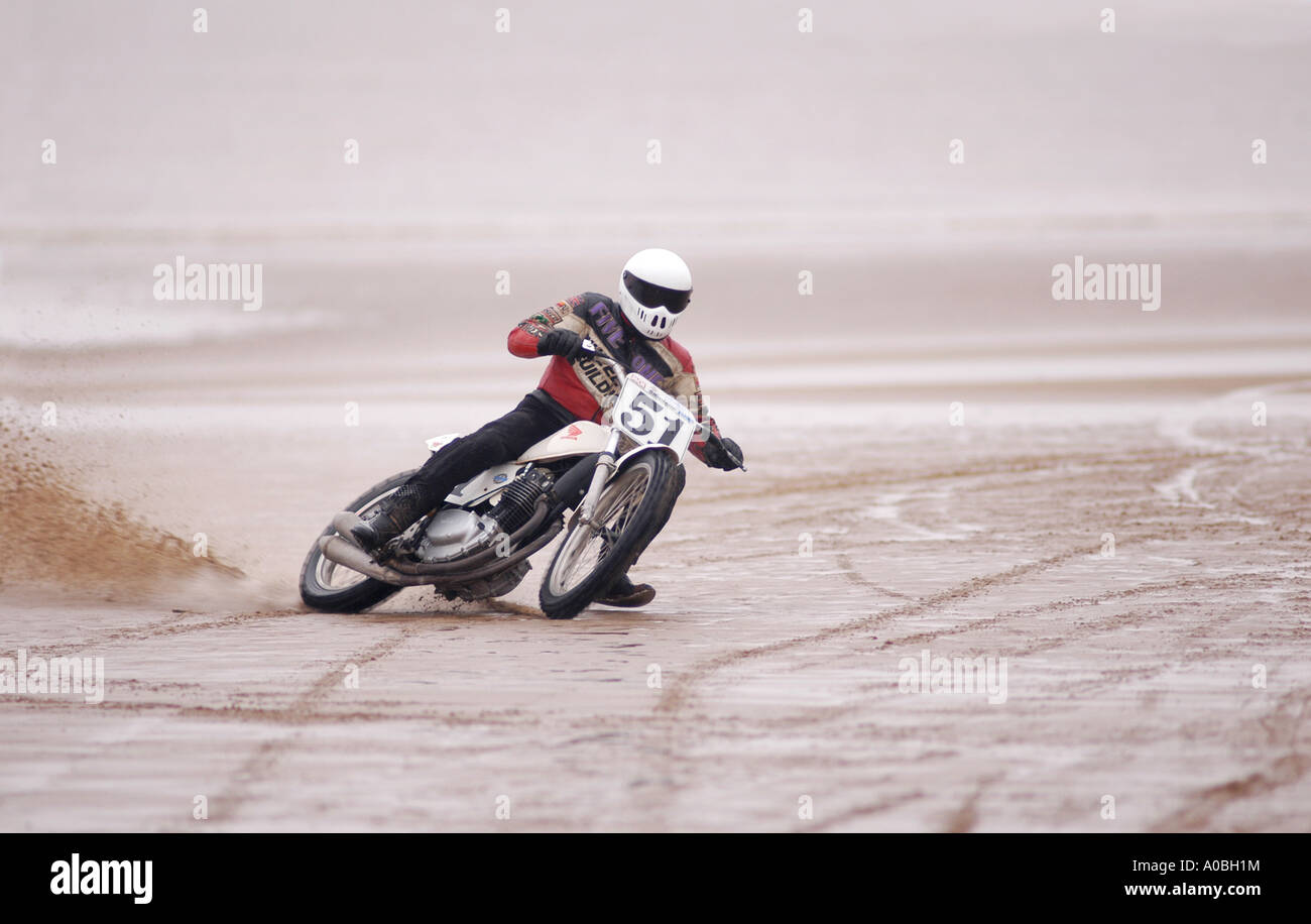 Sand racer on Honda speedway bike sand racing on a beach in England ...