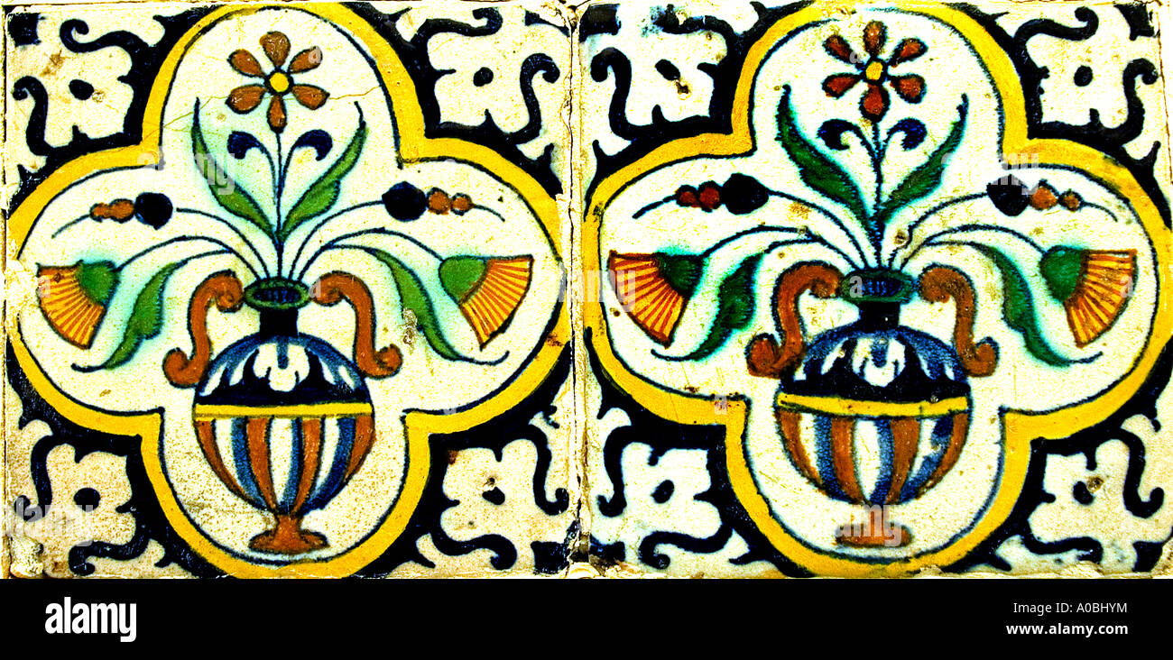 Leiden Museum Painting tile tiles Stock Photo - Alamy