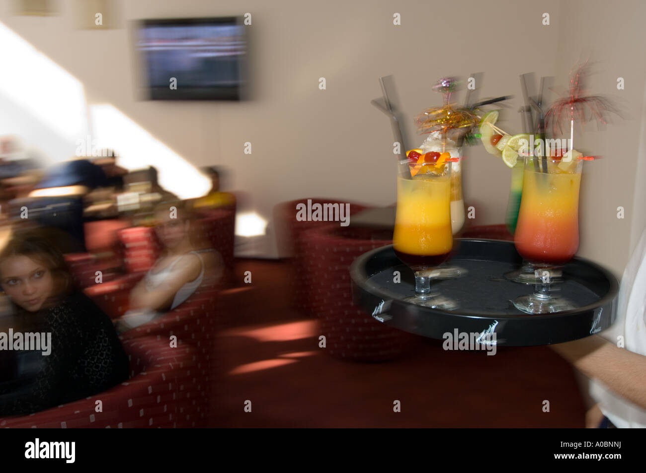 Europe Romania Transylvania Sibiu modern cafe bar on Strada Balcescu ...