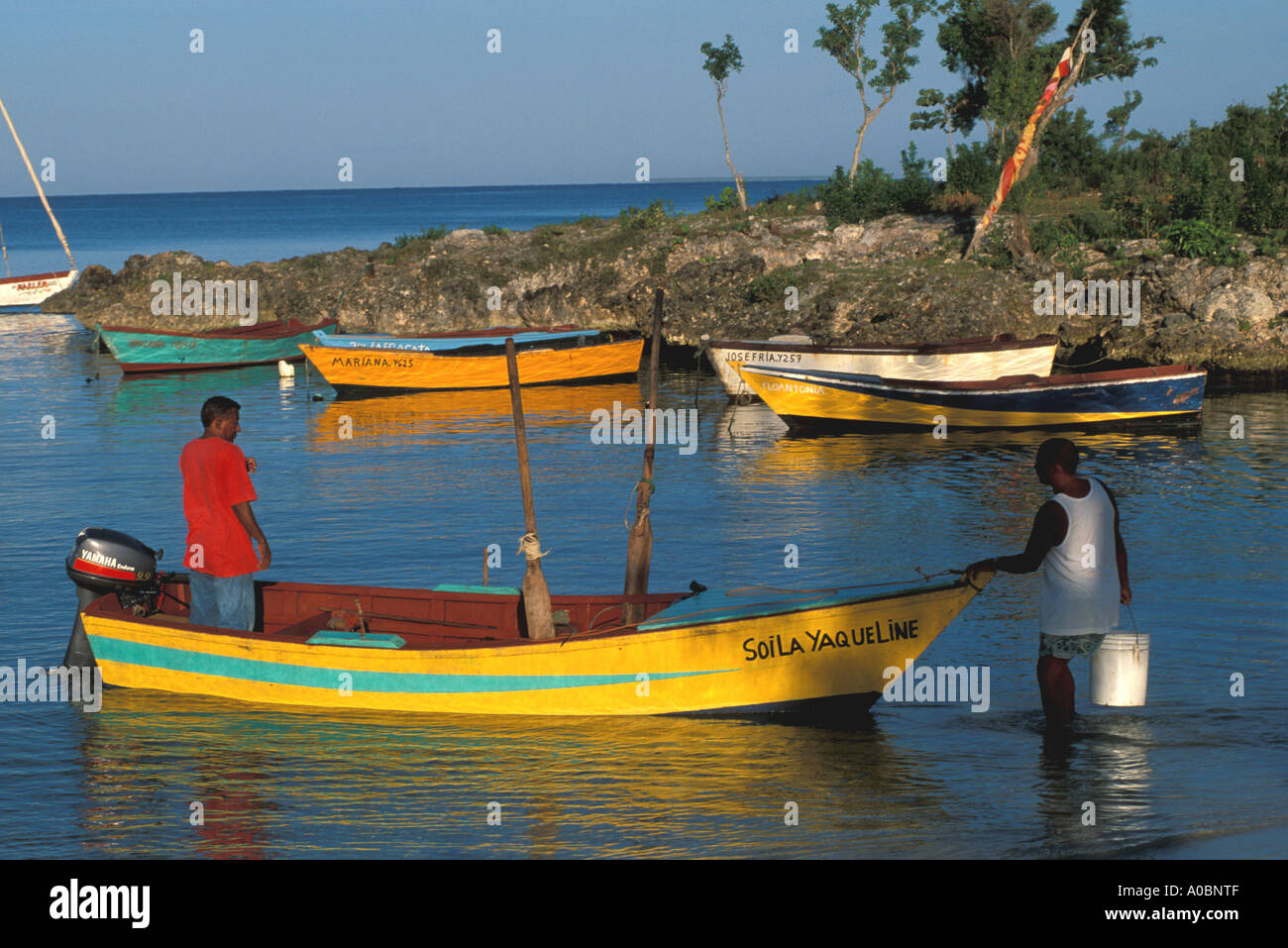 Dominican Republic fishing boats Stock Photo - Alamy