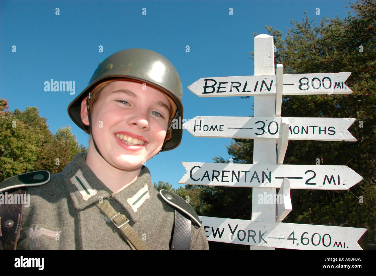 Child soldier of World War 2 II era Germany during demonstration real ...