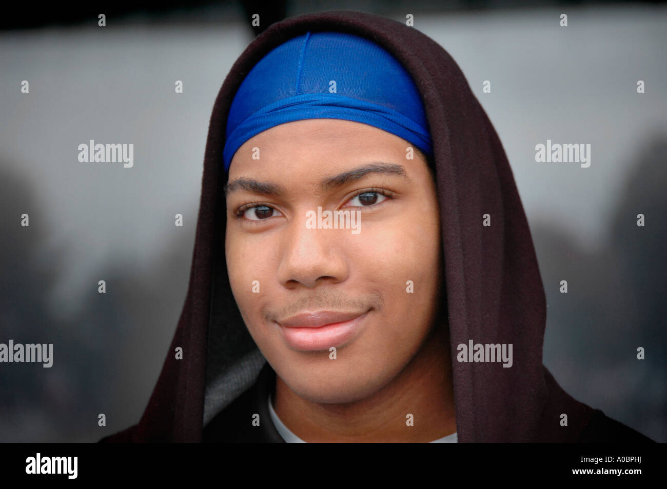 Ethnic black Young man boy with head covering do spandex Stock Photo ...