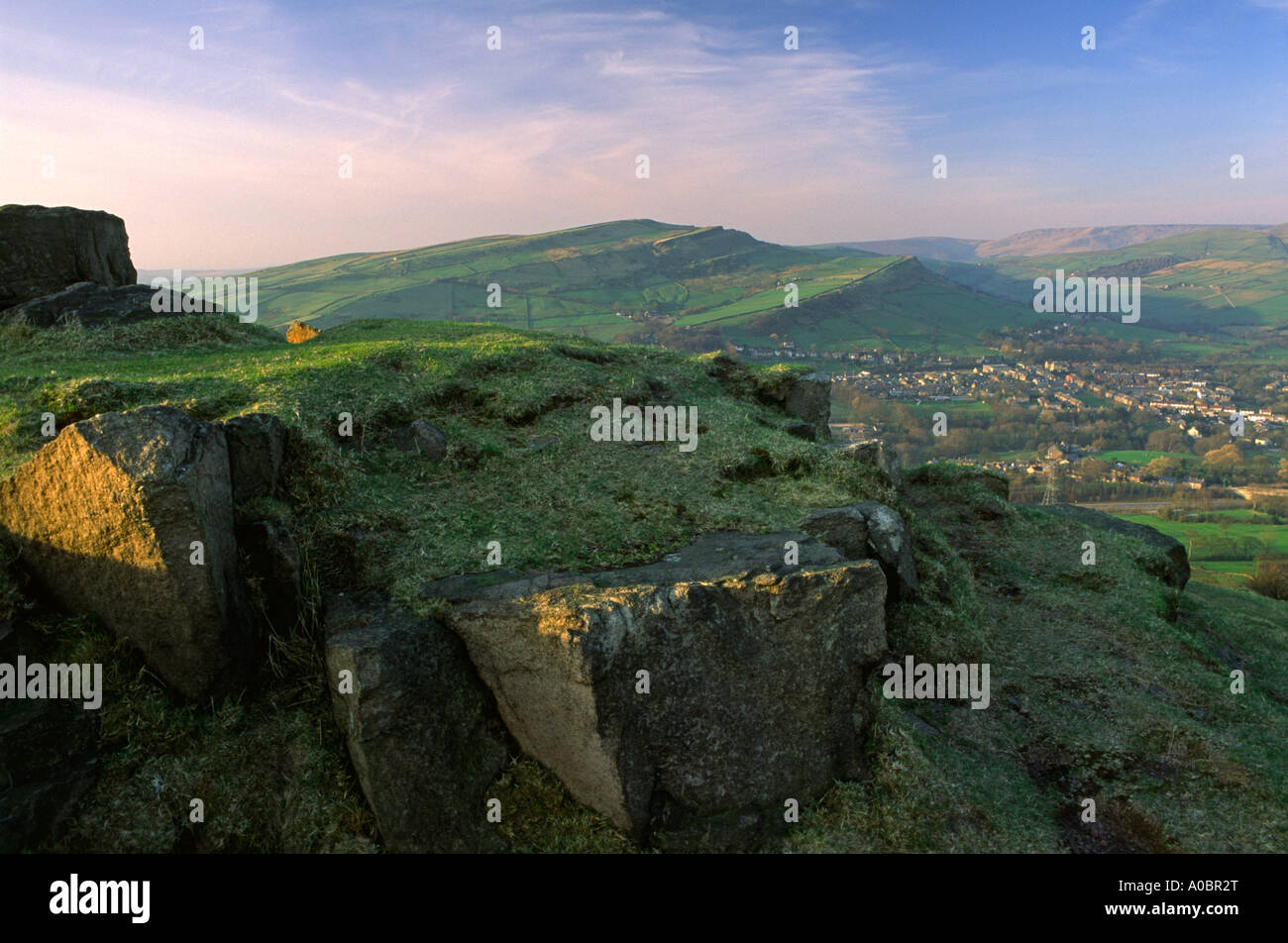 View of the Derbyshire landscape from Eccles Pike near Chapel en le ...