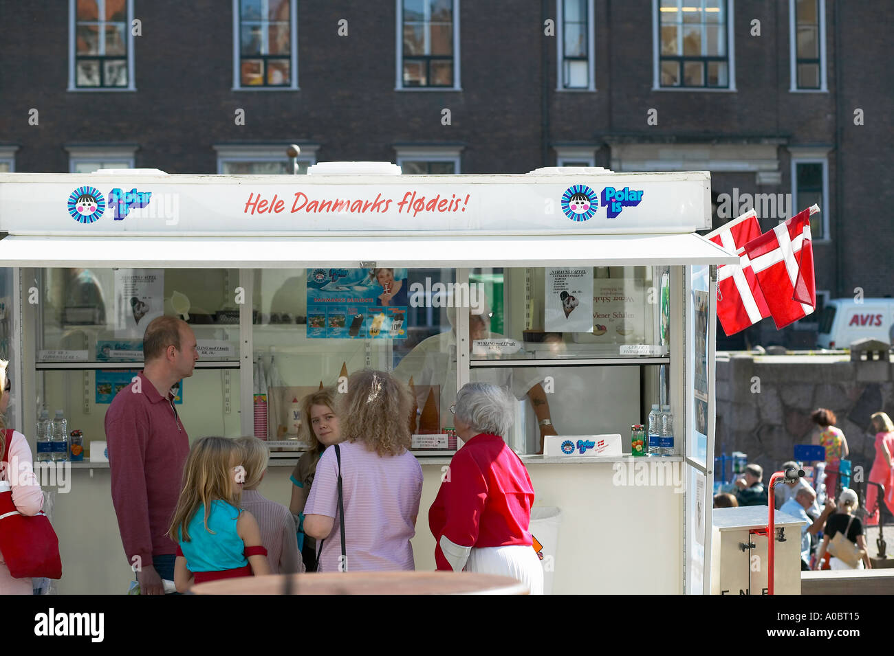 Ice cream vendor on quayside, Nyhavn, Copenhagen, Denmark Stock Photo ...